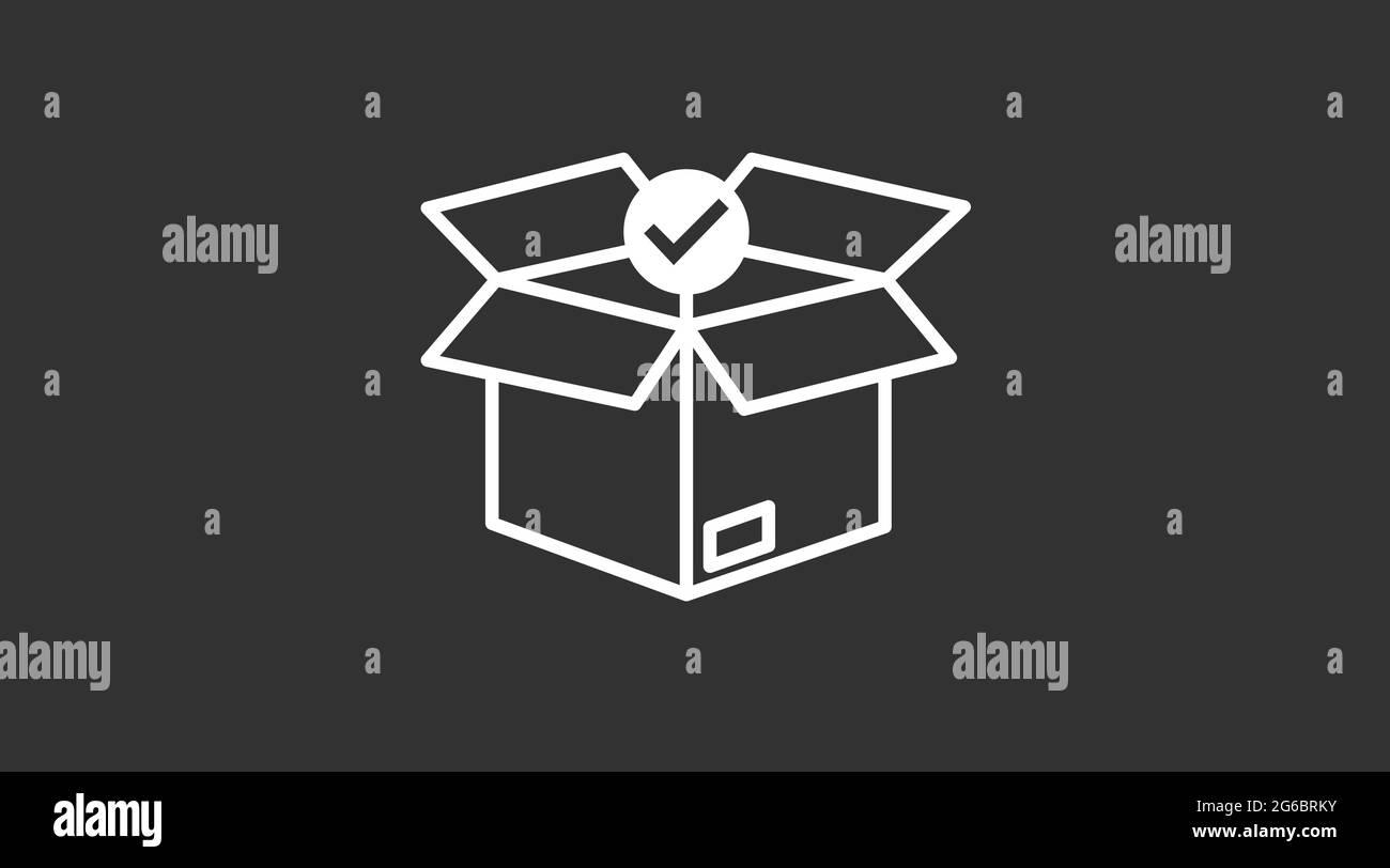 Box Check Icon. Vector isolated flat illustration of a box with a ...