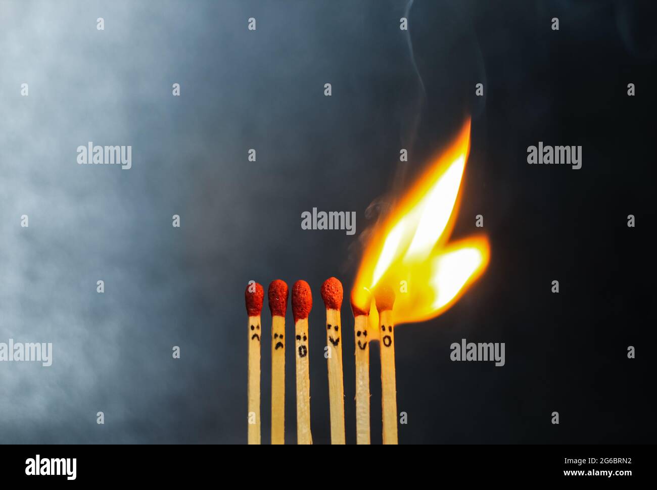 Group of a red match burning isolated with the background. Row burning ...