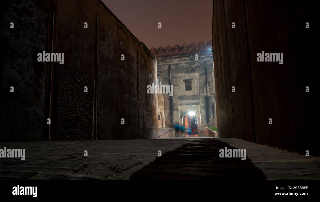 Night view of historical Agra Fort in India Stock Photo - Alamy