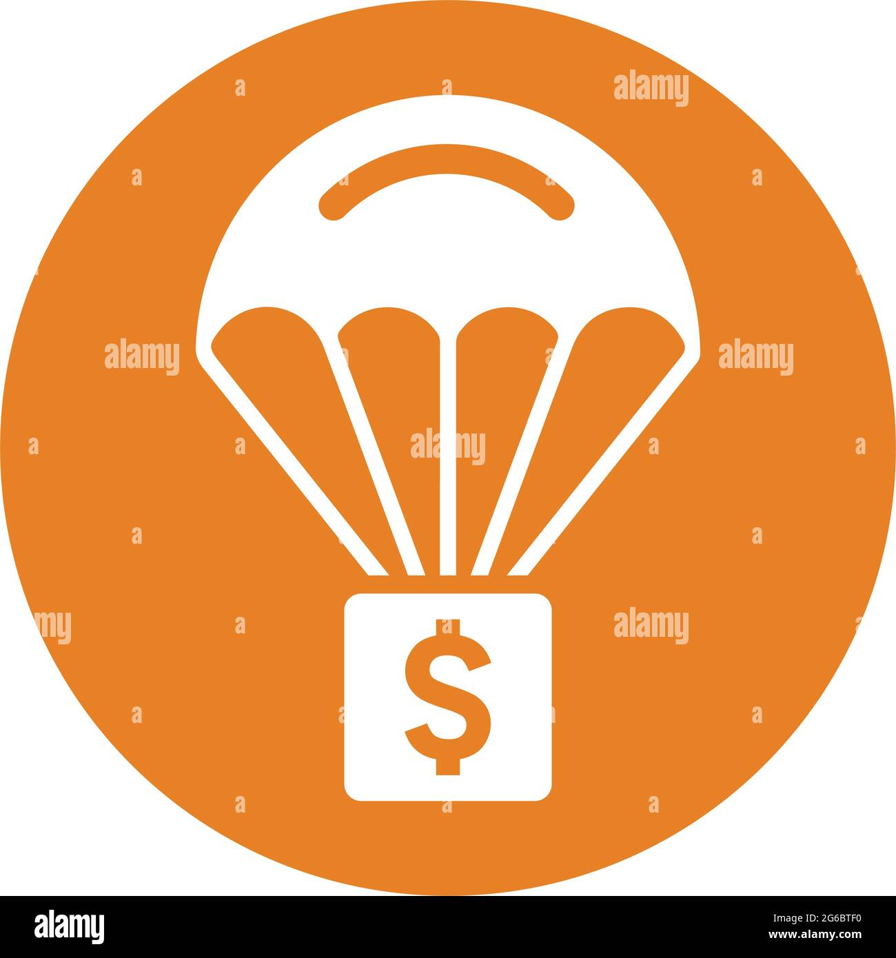 Chute, landing, dollar icon is isolated on white background. Use for ...