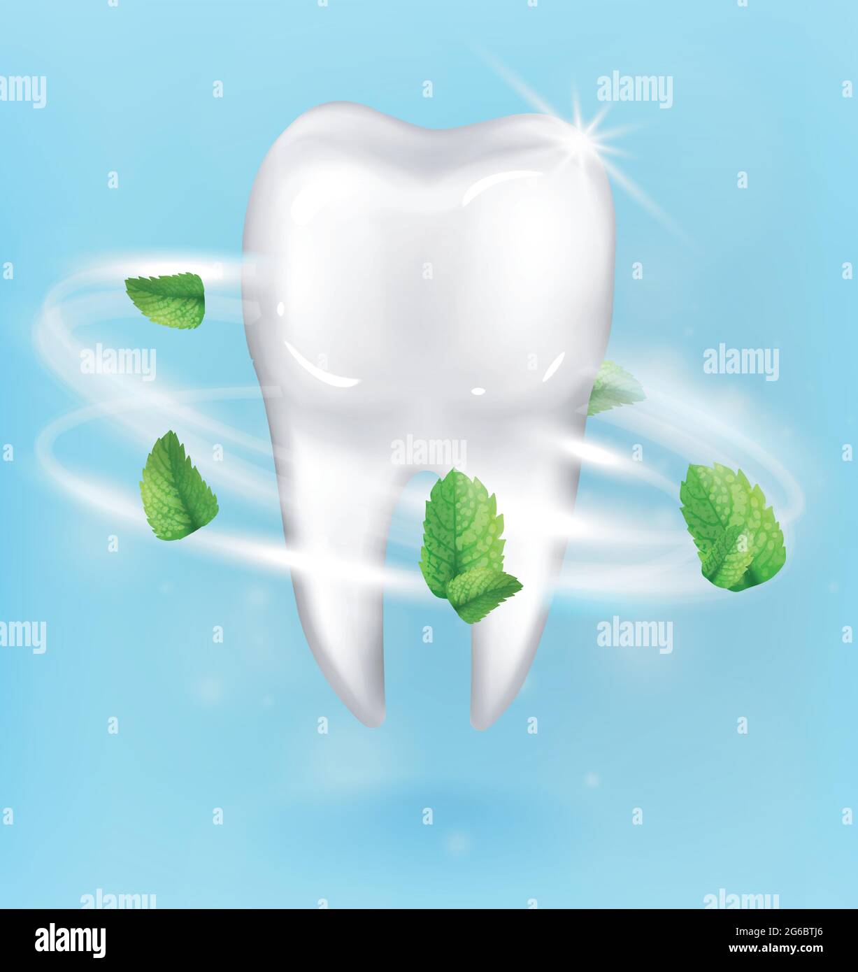 Whitening tooth ads, with mint leaves on blue background Stock Vector ...