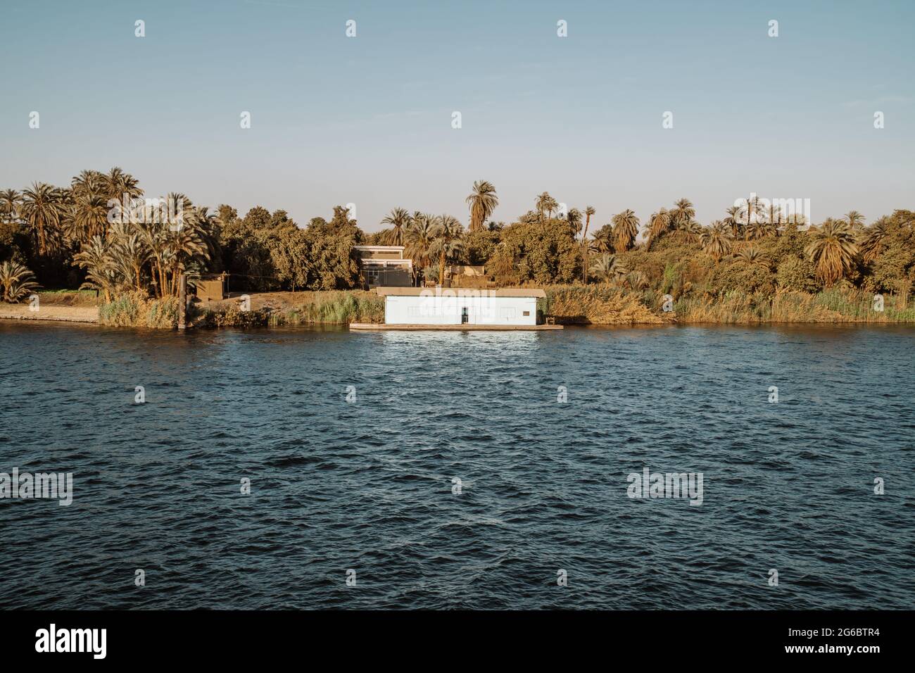 A floating pump station on the Nile River near Edfu, Egypt Stock Photo ...