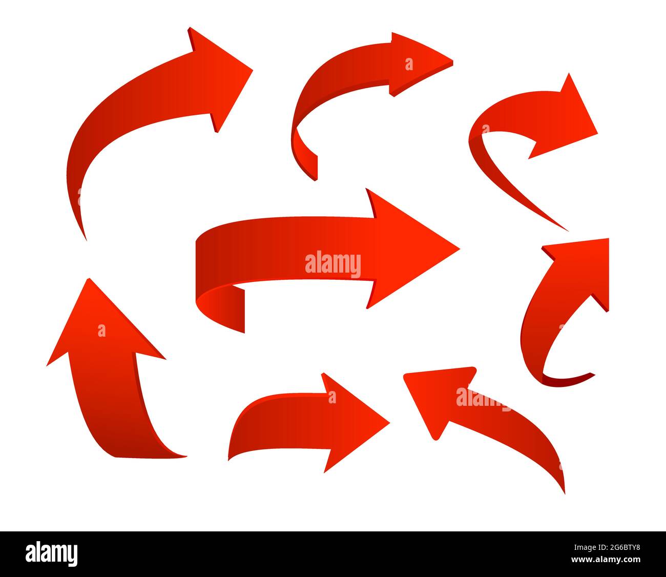 Vector illustration set of red arrow icons isolated on white background ...