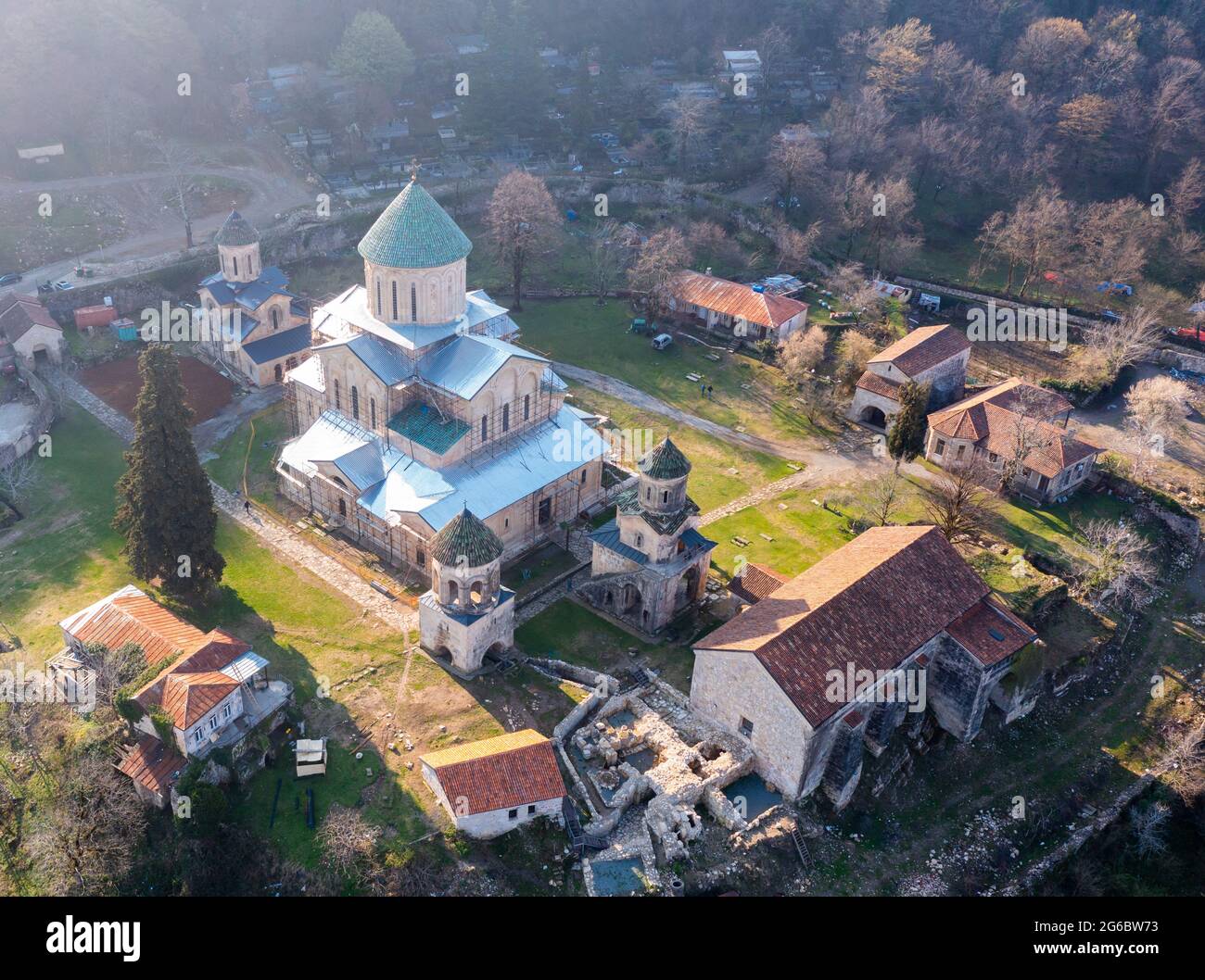 Aerial view of Gelati Monastery complex near Kutaisi, Georgia Stock ...