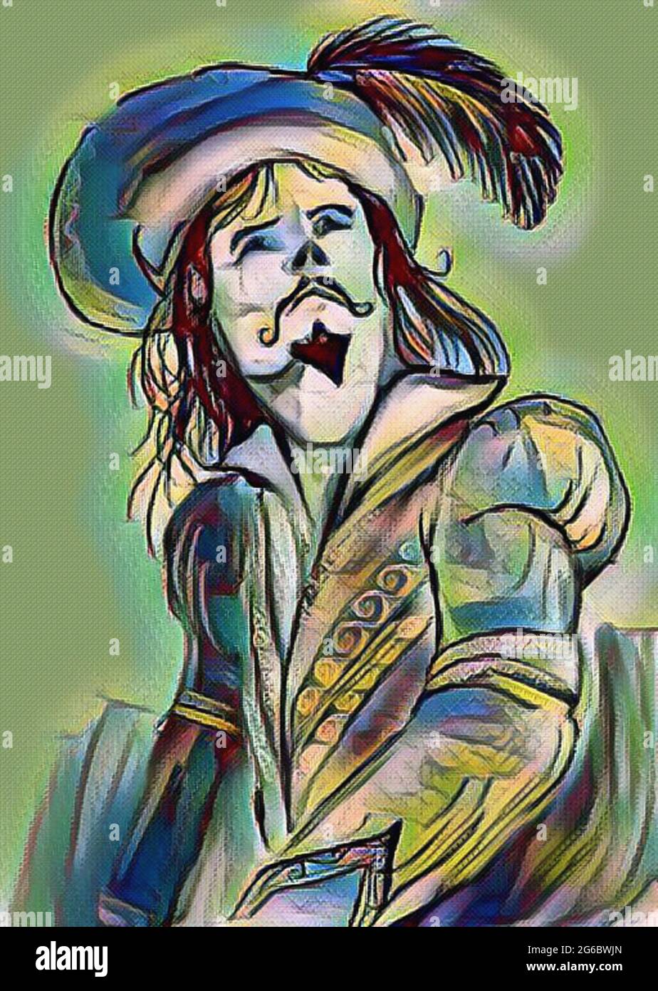 Portrait illustration art of a cavalier Stock Photo - Alamy