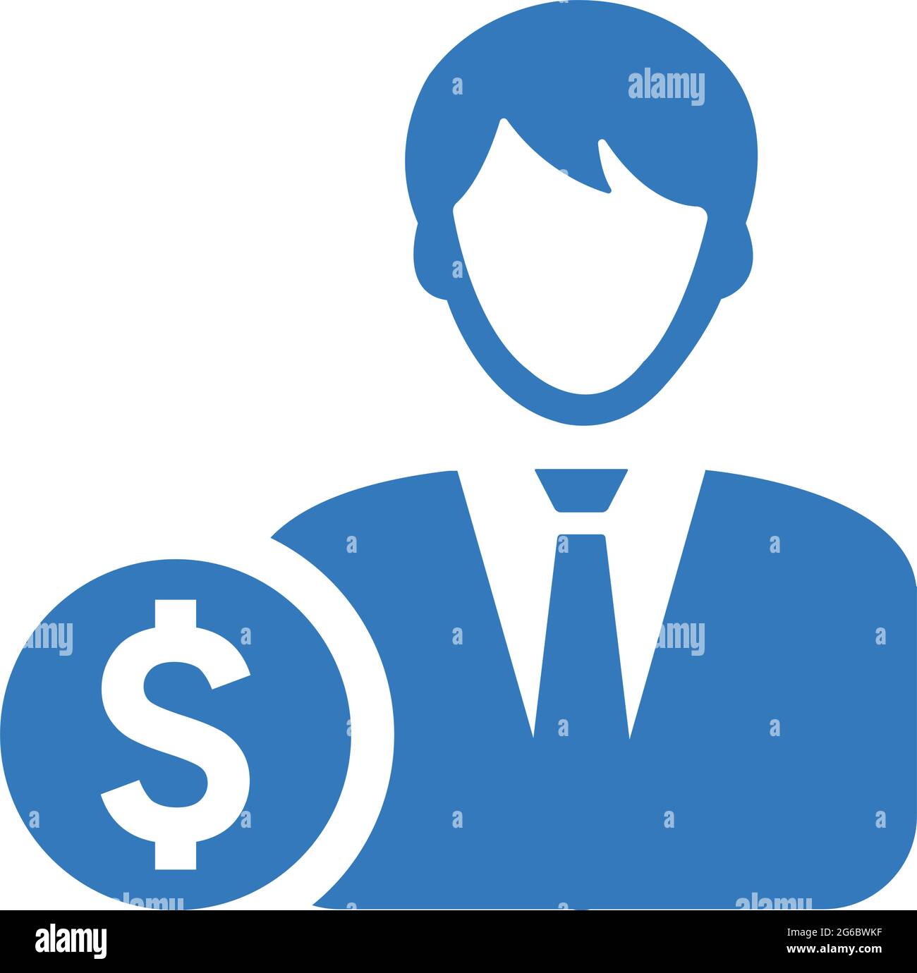 Customer, business man, dollar icon is isolated on white background ...