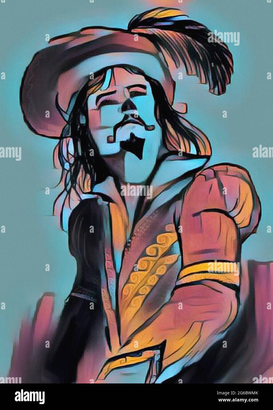 Portrait illustration art of a cavalier Stock Photo - Alamy