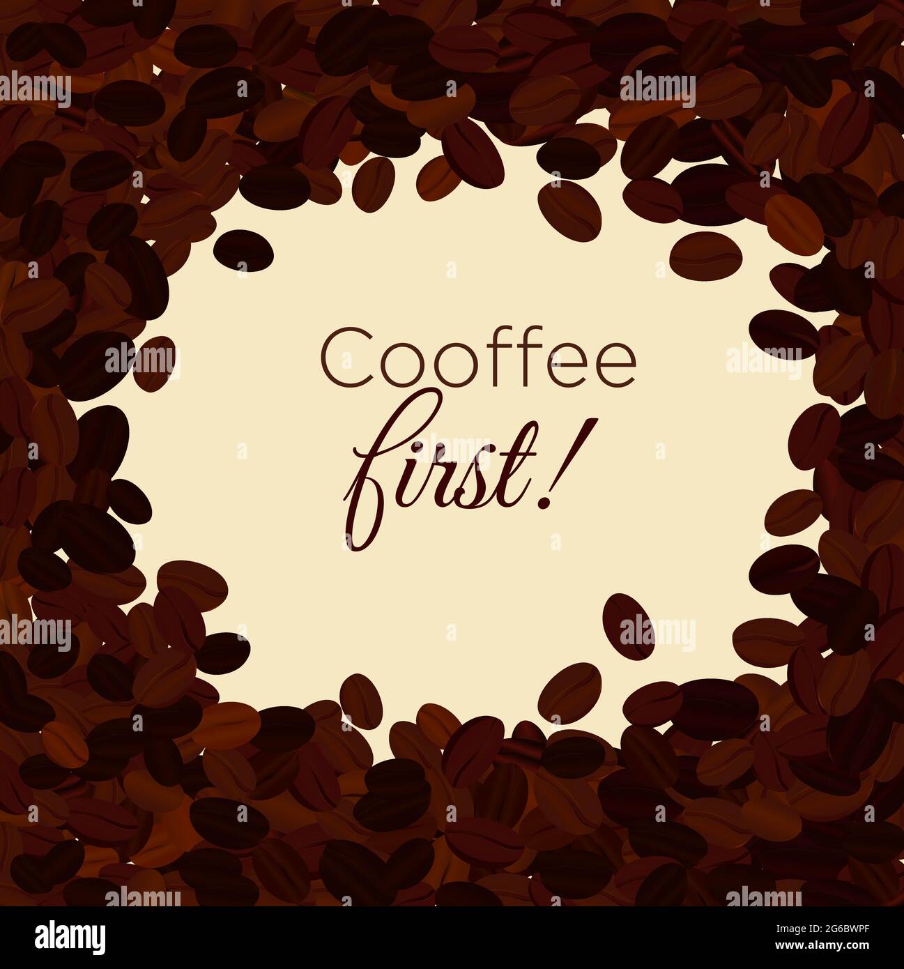 Vector illustration of coffee beans background with area for text and ...