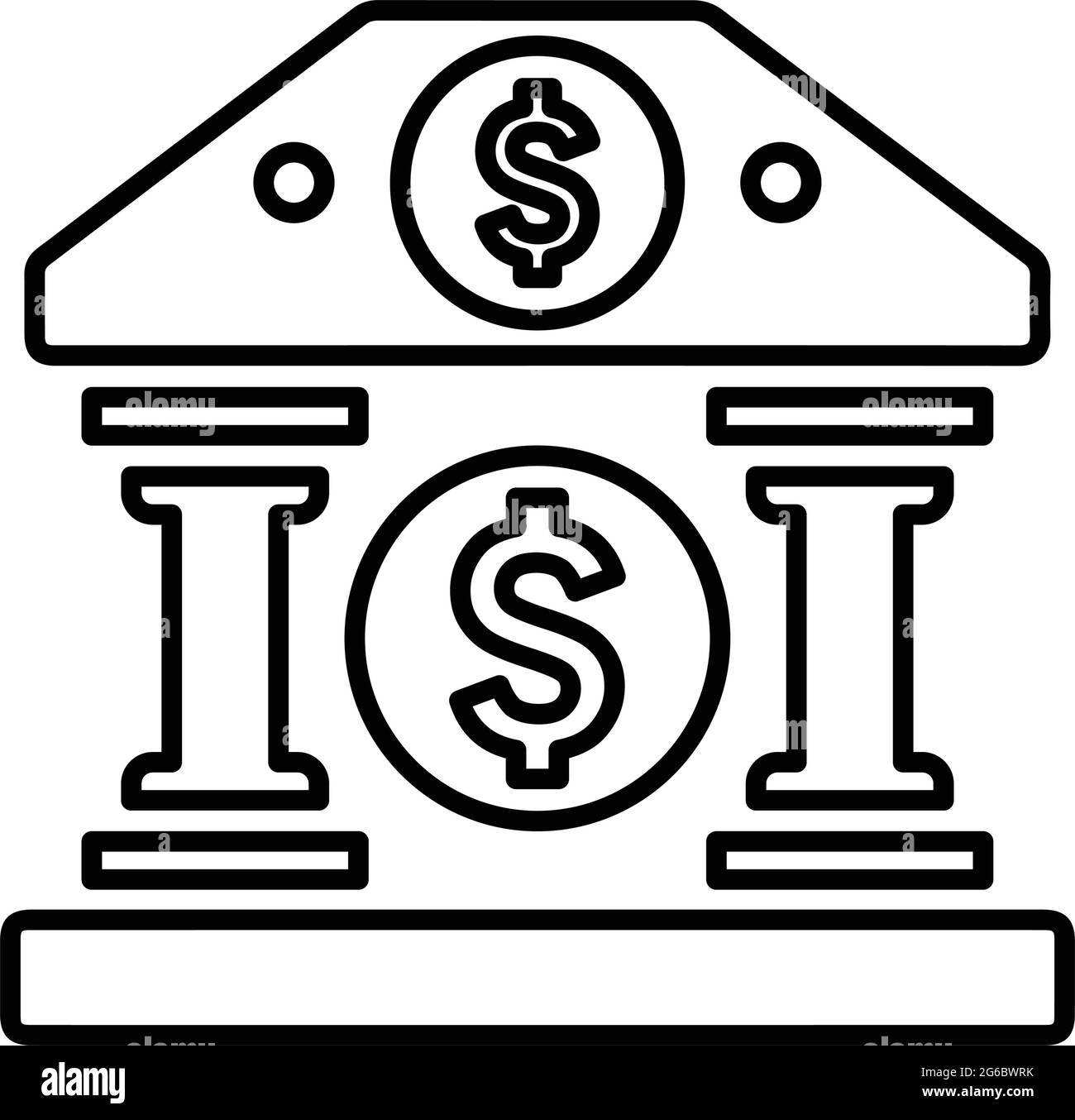 Finance, bank building, money icon is isolated on white background. Use ...