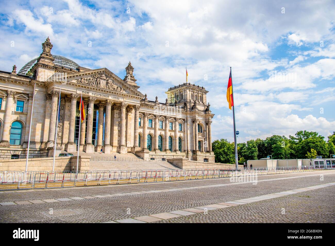 Reigstag with the flags of Germany, The Netherland and the European ...