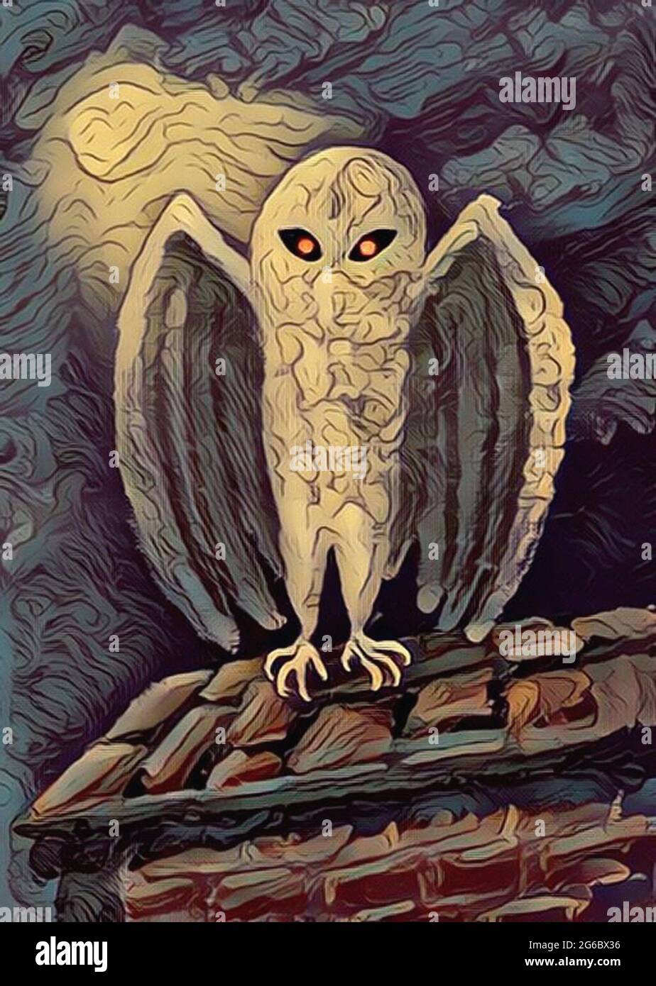 mothman cryptid illustration Stock Photo - Alamy