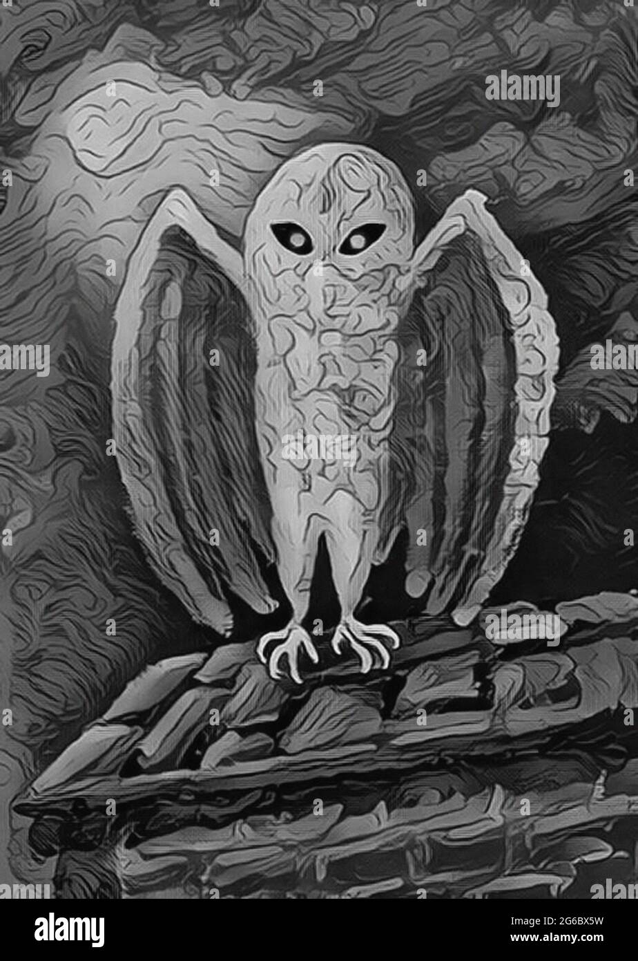 mothman cryptid illustration Stock Photo - Alamy