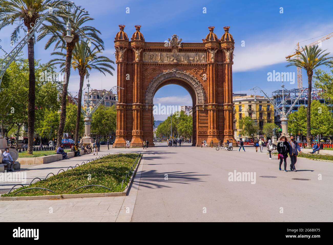 Barcelona, Spain - April 15, 2021 - street view of Barcelona's Arc de ...