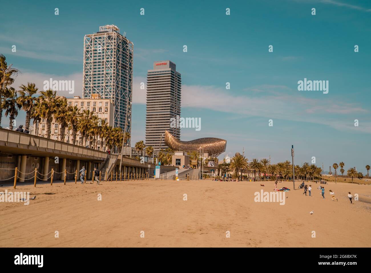 Barcelona, Spain - April 15, 2021 - Barceloneta Beach (Platja ...