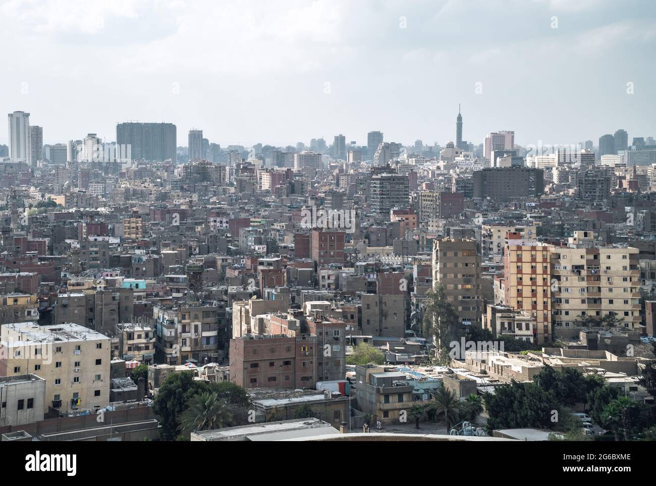 Panoramic aerial view of downtown Cairo, Egypt seen from Cairo Citadel ...