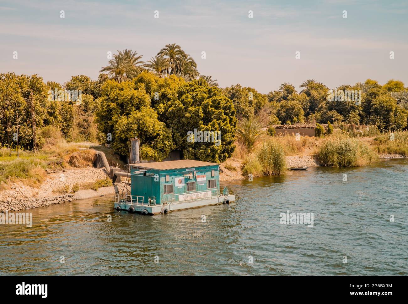 A floating petrol station on the Nile River near Edfu, Egypt Stock ...