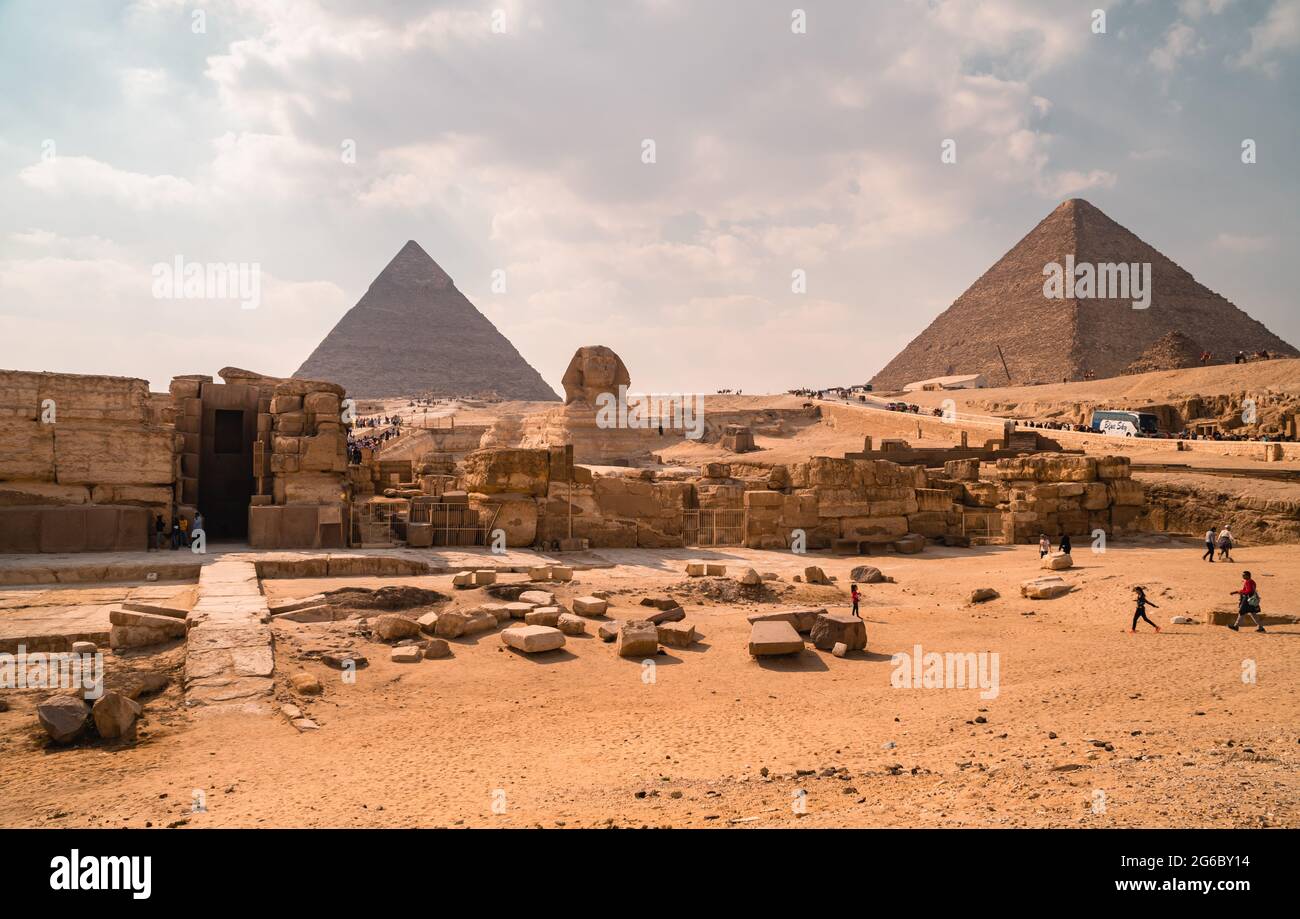 The Pyramids in Giza, Egypt in daylight Stock Photo - Alamy