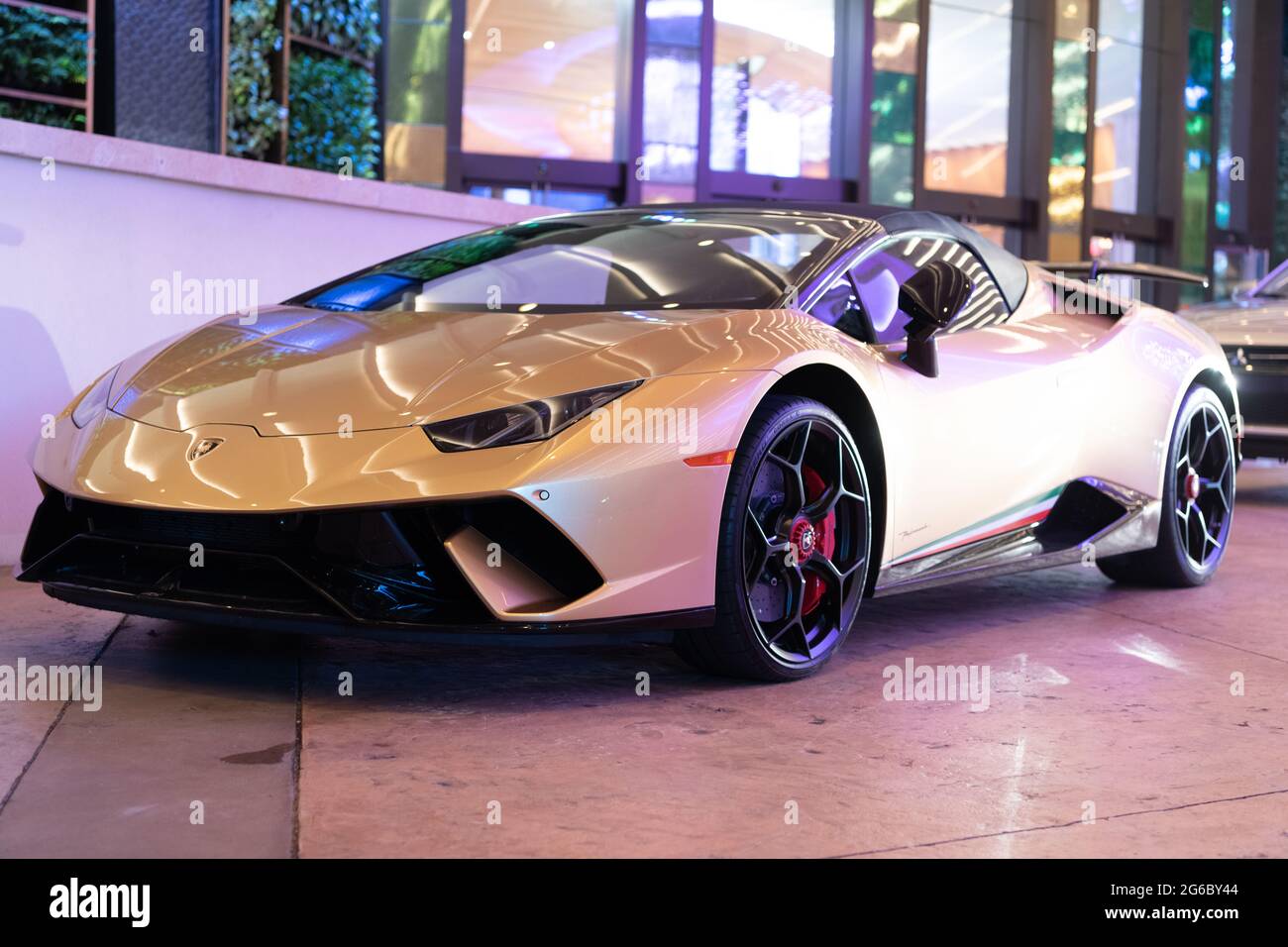 Palm Beach, Florida USA - March 22, 2021: Gold Lamborghini Aventador ...