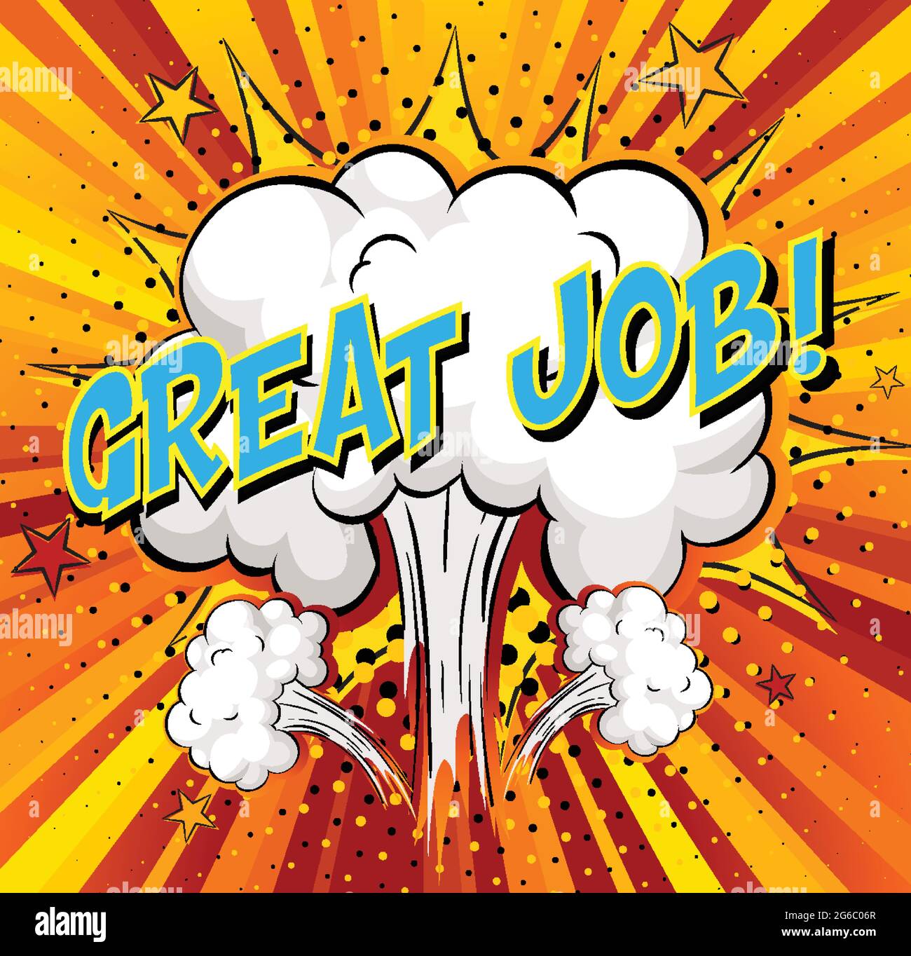 Word great job on comic cloud explosion background illustration Stock ...