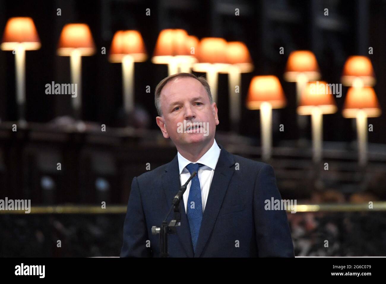 NHS England chief executive Sir Simon Stevens speaks at the NHS service ...