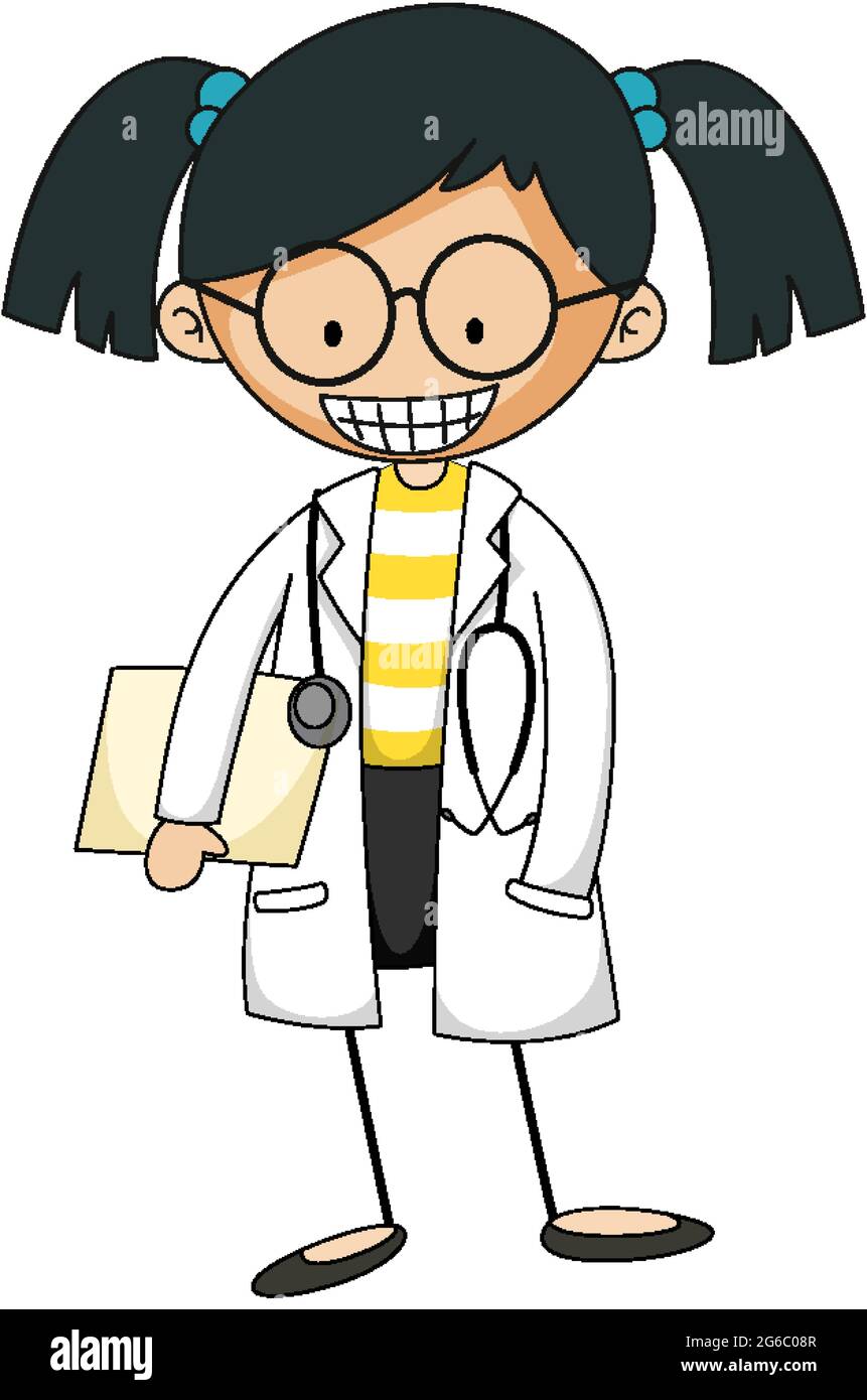 Little scientist doodle cartoon character isolated illustration Stock ...