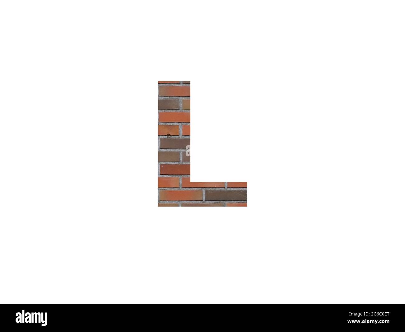 letter L of the alphabet made with wall of bricks, in brown, orange ...