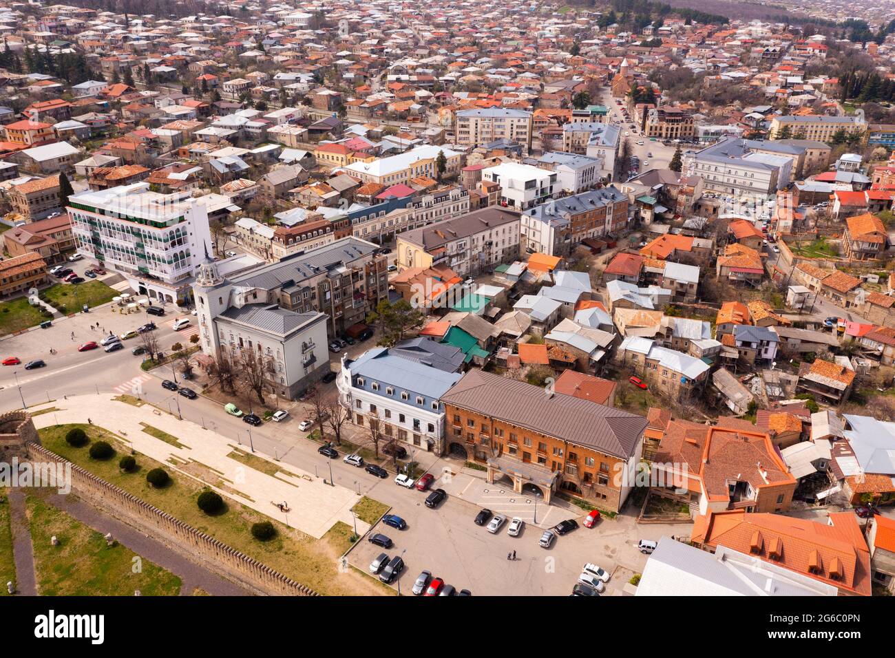 Panoramic aerial view of old Georgian town of Telavi Stock Photo - Alamy