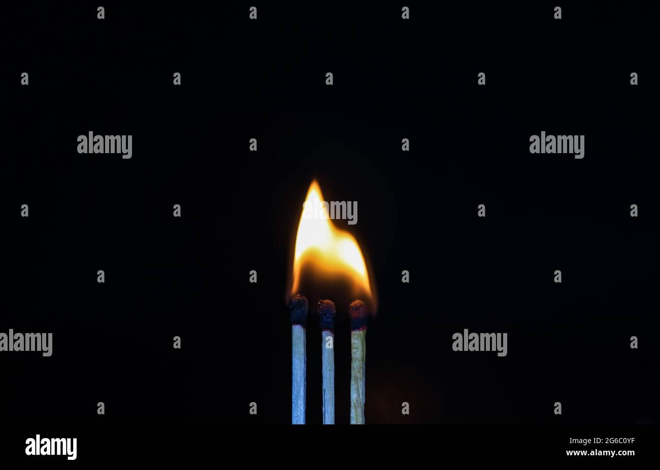 Group of a red match burning isolated with the background. Row burning ...