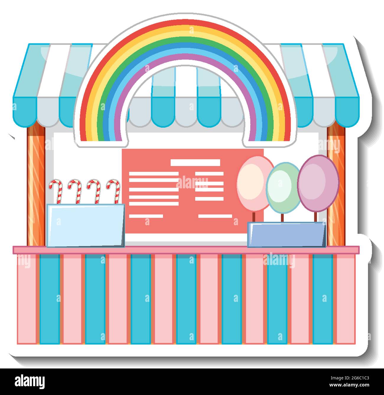 Sticker template with Sweet candy store front isolated illustration ...