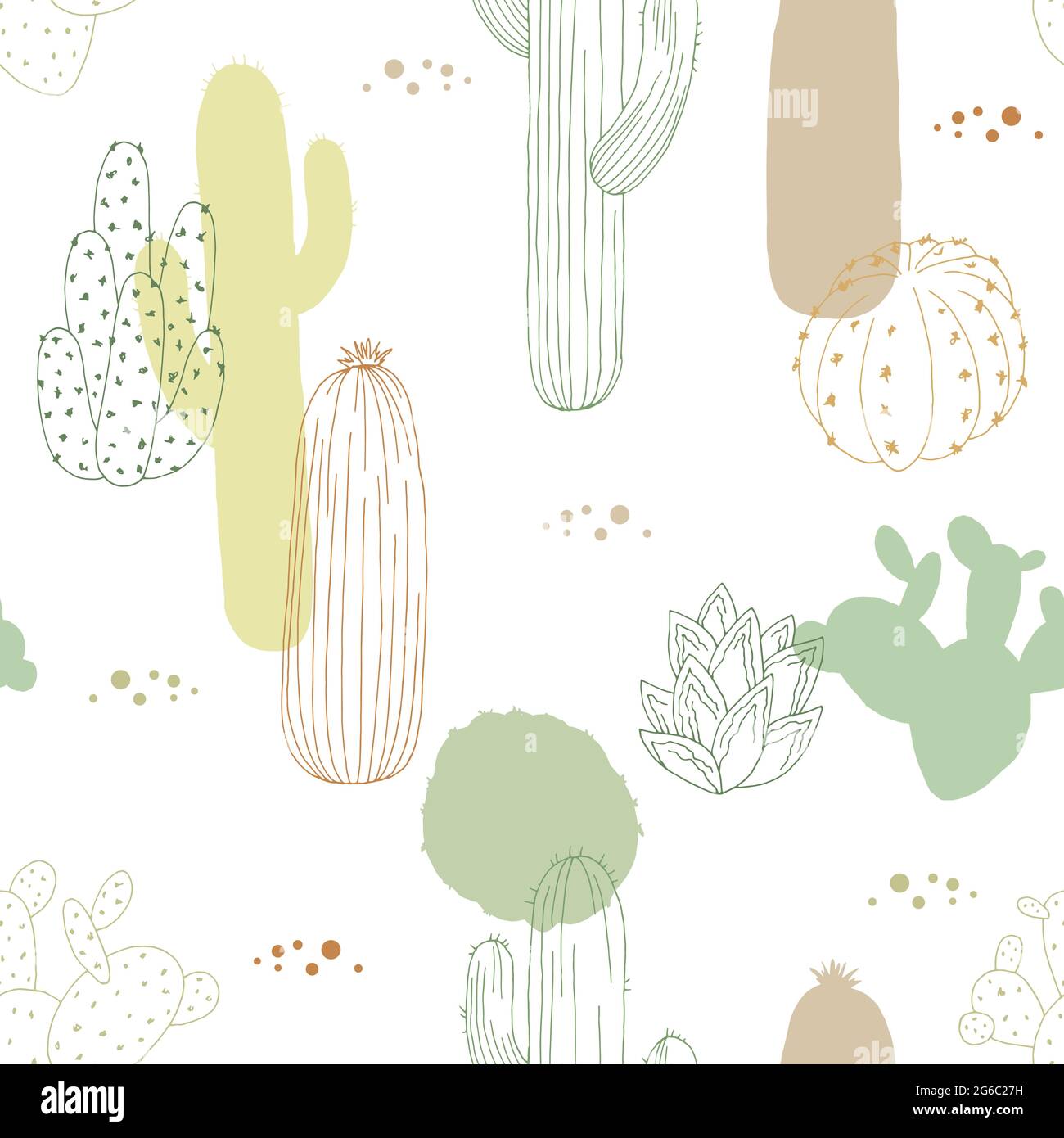 Cactus plant graphic color seamless pattern background sketch ...