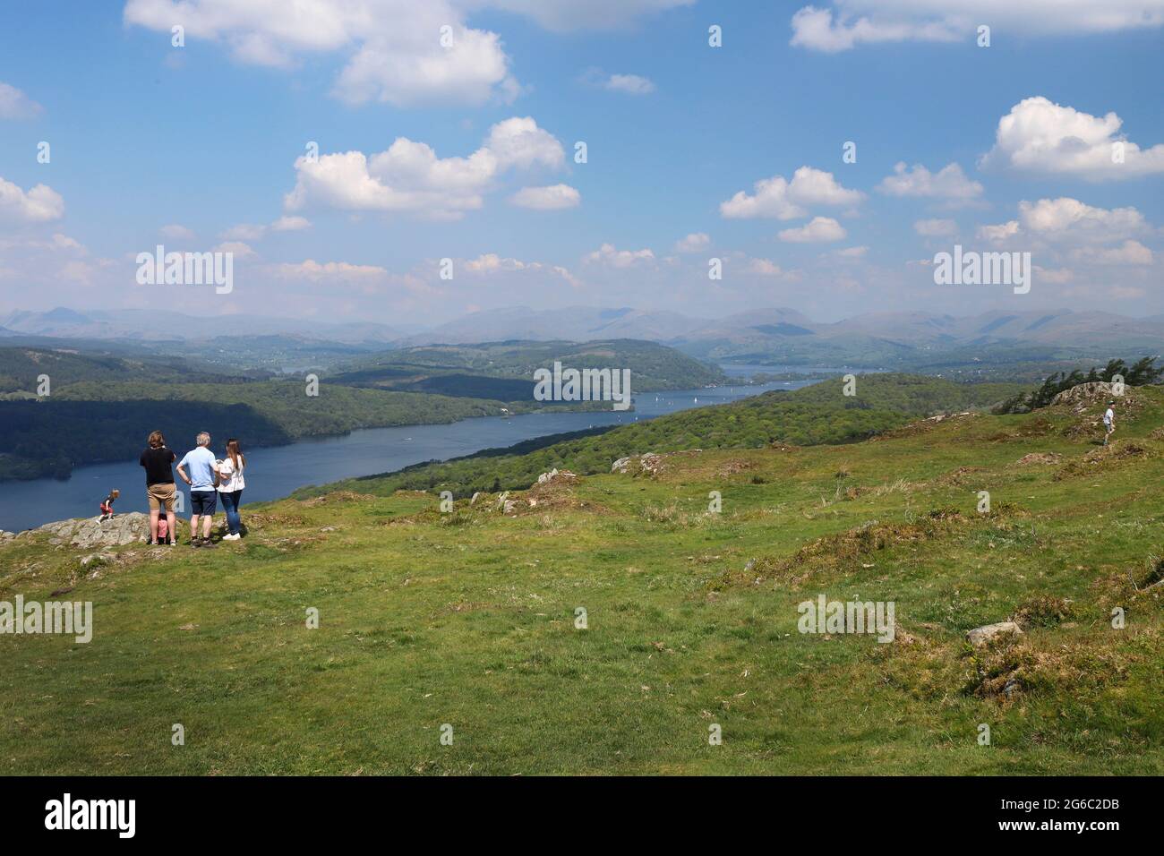 Lake Windermere, and the Cumbrian mountains viewed from Gummers How, in ...