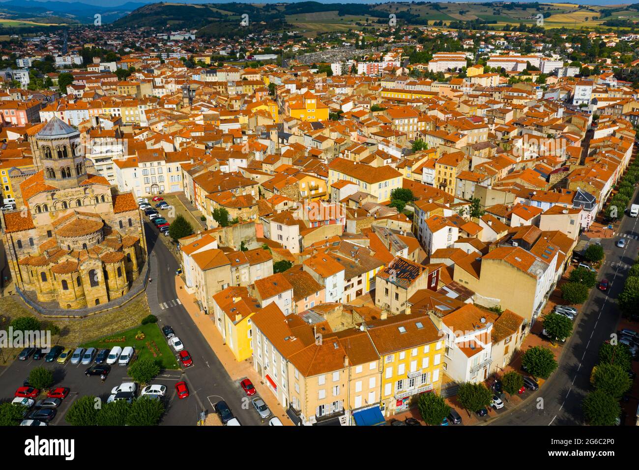 Aerial view of Issoire city in the Auvergne region, France Stock Photo ...