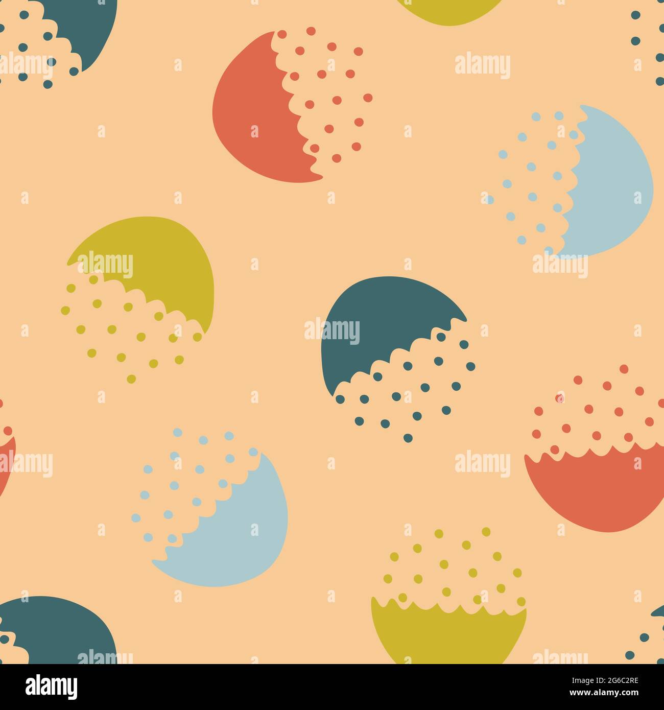 Seamless vector pattern with abstract spotted bowls on pink background ...