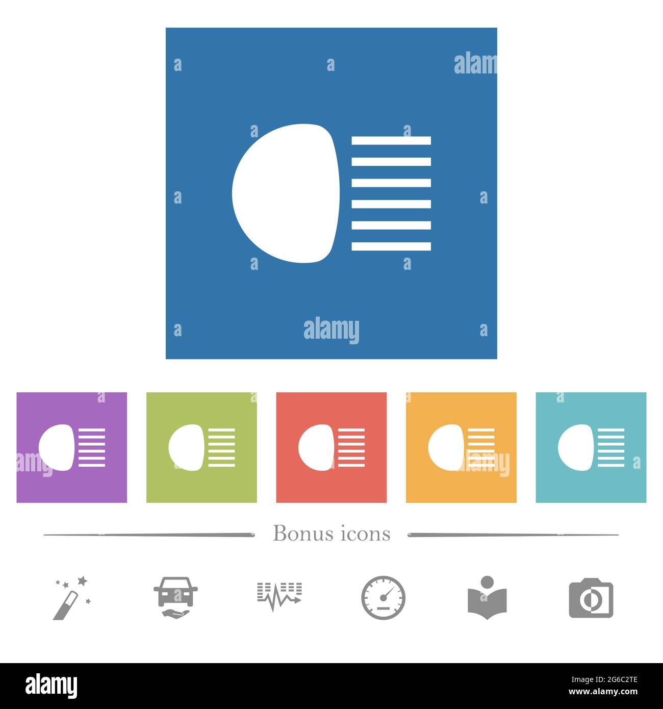 Main beam headlights indicator flat white icons in square backgrounds ...