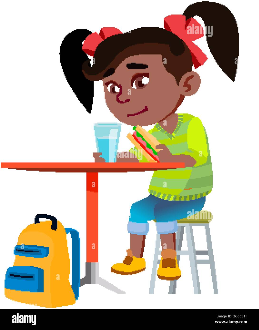 Girl Child Eating Breakfast In Kitchen Vector Stock Vector Image & Art ...