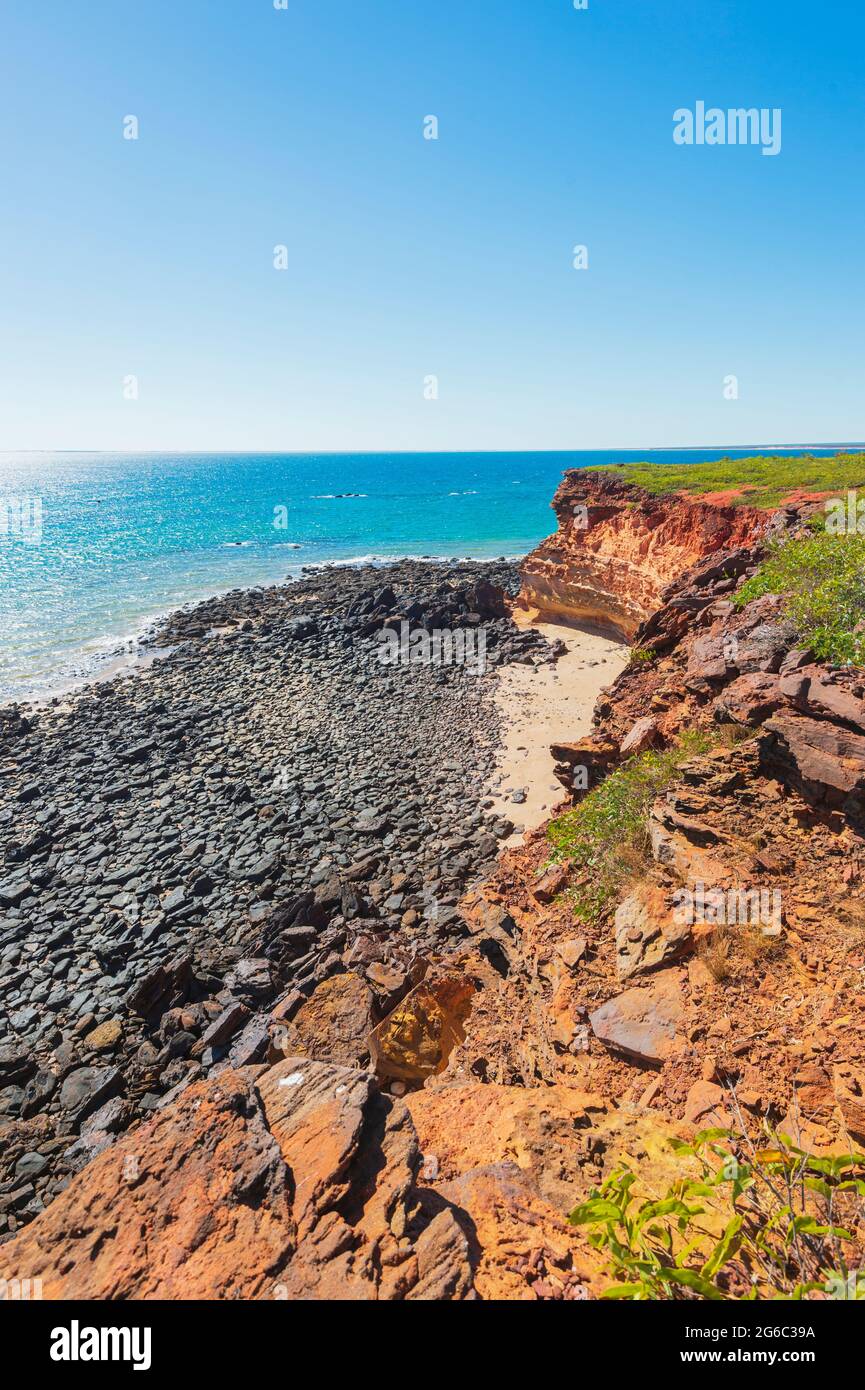 Spectacular vertical view over Pindan cliffs and a beach from the ...