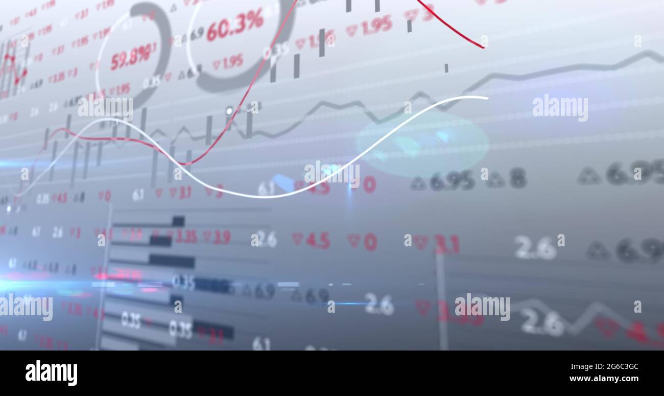Image of stock exchange display board with graphs and numbers changing ...