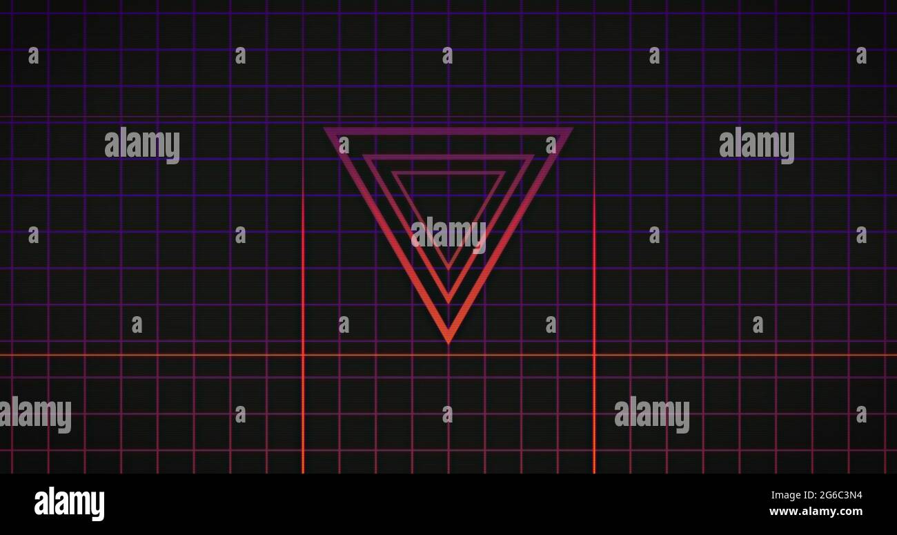 Image of pink neon flickering triangles over glowing pink to purple ...