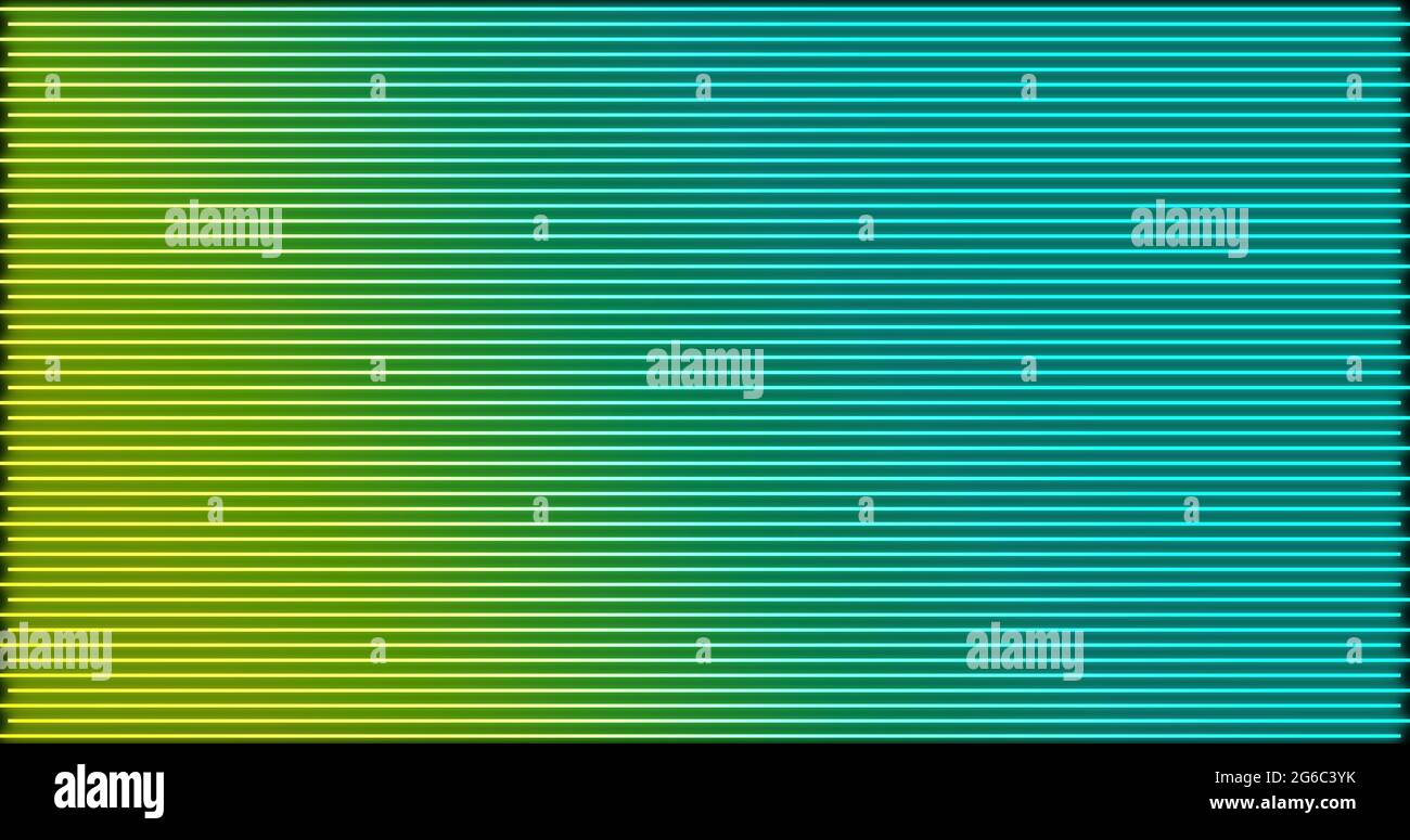 Image of glowing horizontal neon green to blue lines on black ...