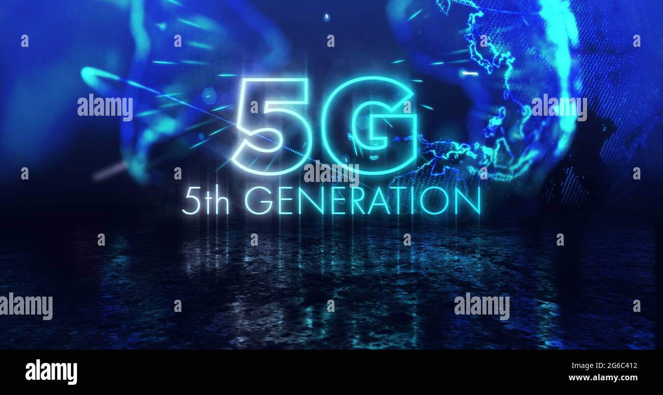 Image of 5g 5th generation text over glowing globe spinning Stock Photo - Alamy