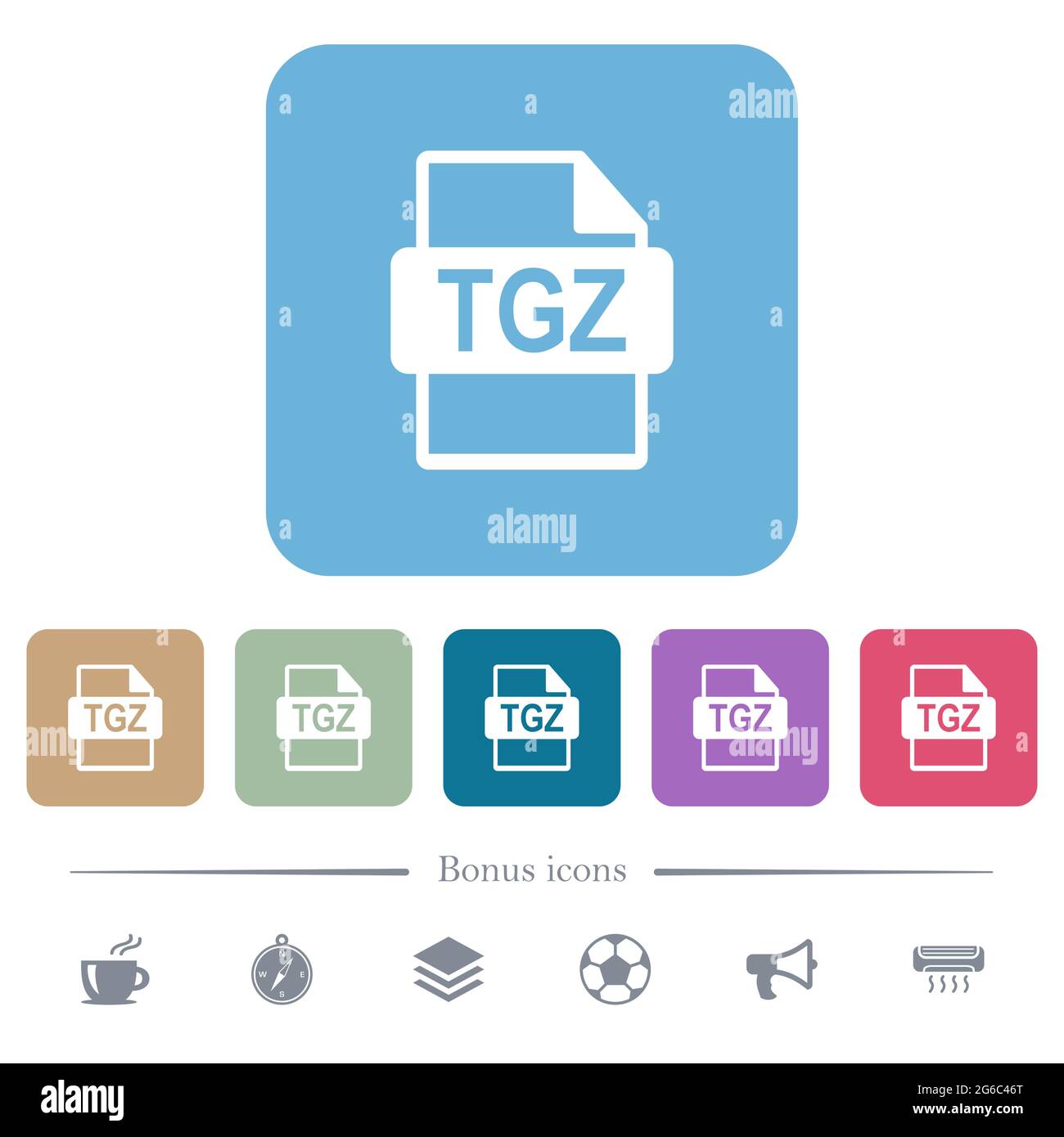Tgz File Format White Flat Icons On Color Rounded Square Backgrounds 6