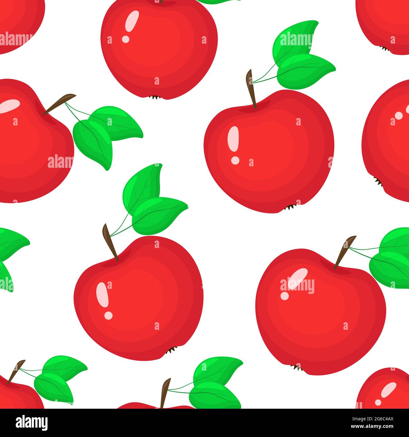 Seamless Pattern With Bright Red Apples Vector Illustration Stock