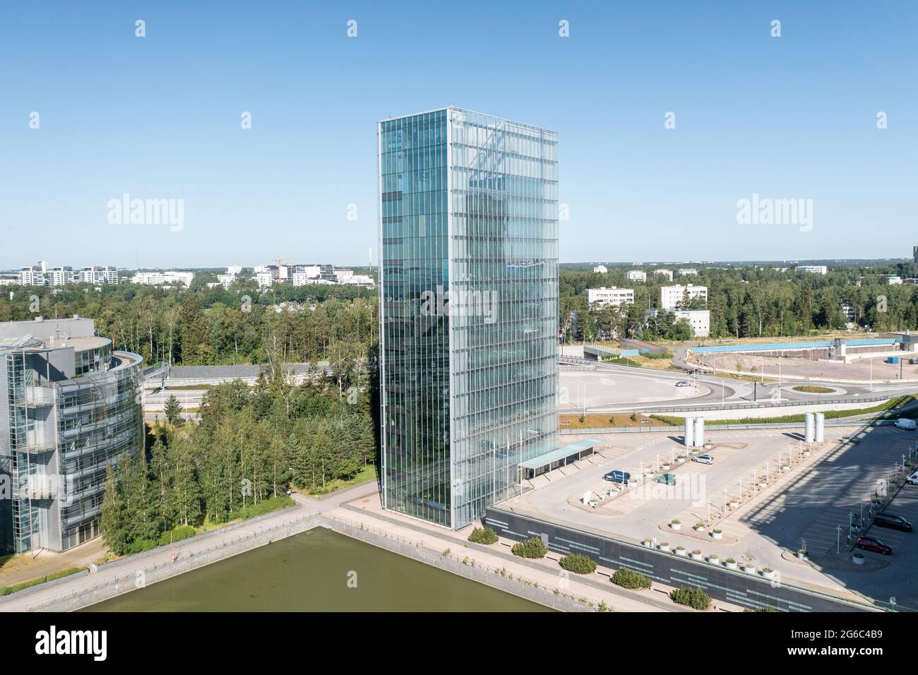 Aerial view of Kone corporation head office building in summer Stock ...