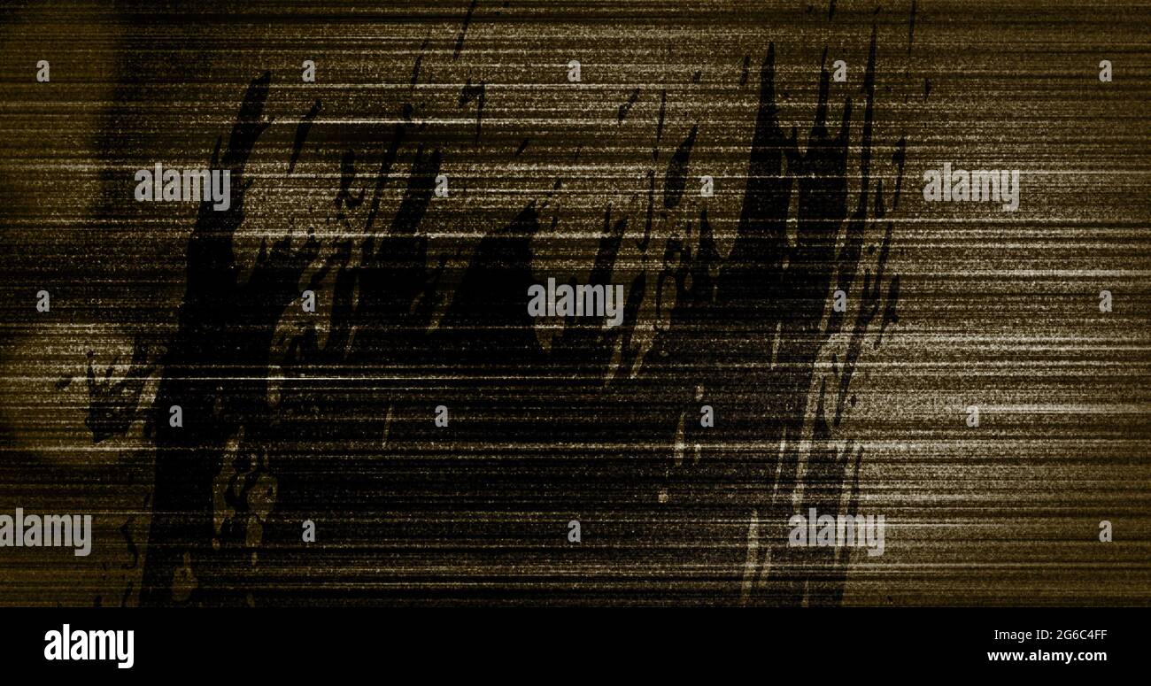 Image of multiple black and brown squiggles, lines and spots moving on ...