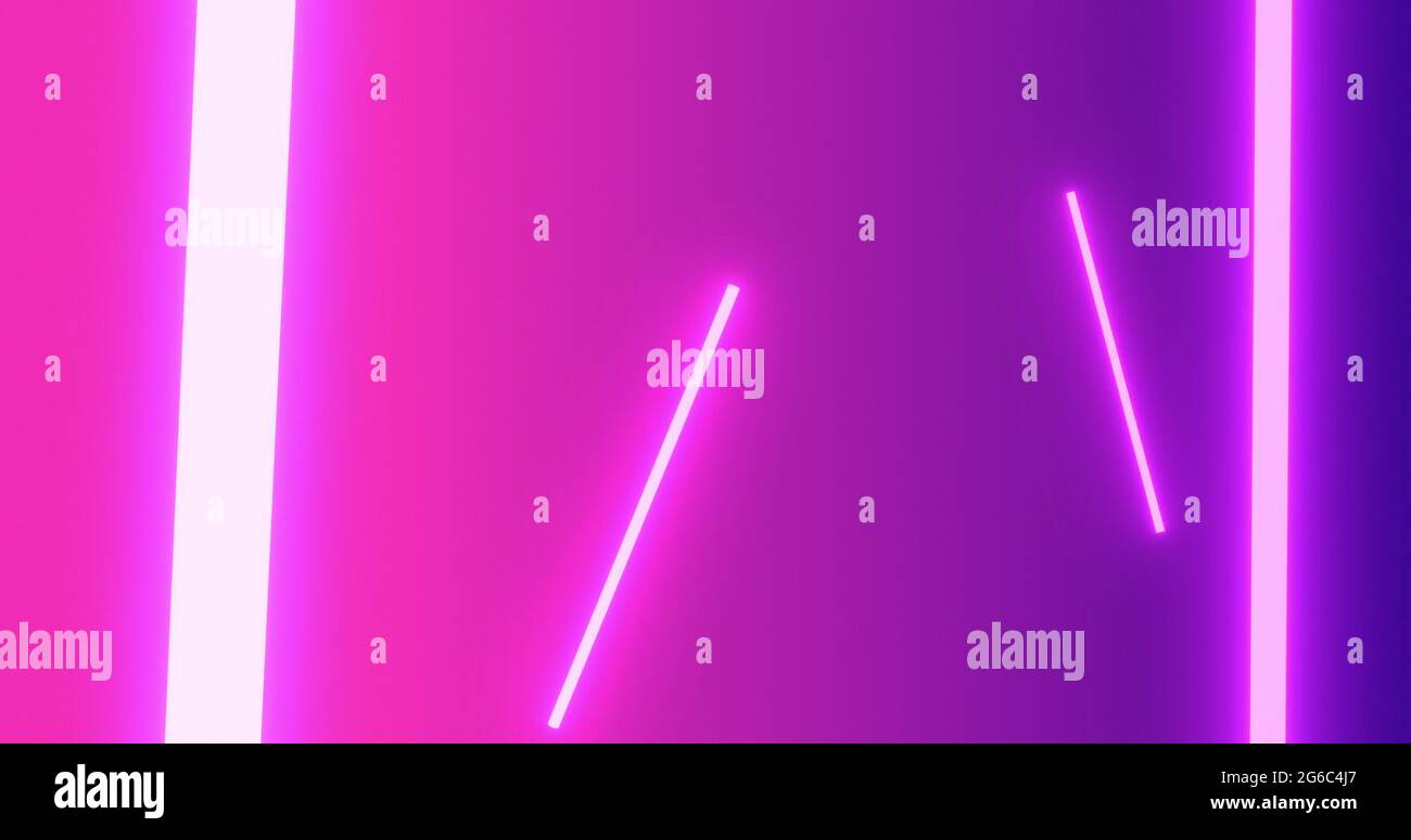 Pulsating pink and purple neon strip lights floating on a pink and ...