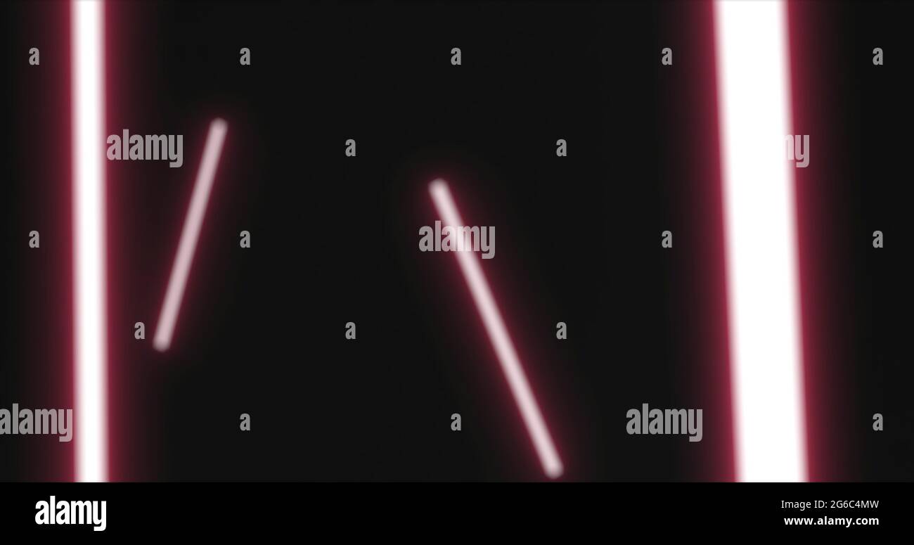Pulsating red neon strip lights floating on a black background Stock ...