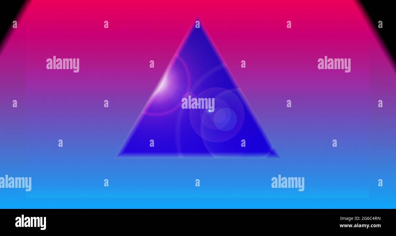 Multiple colorful triangle shapes moving against black background Stock ...