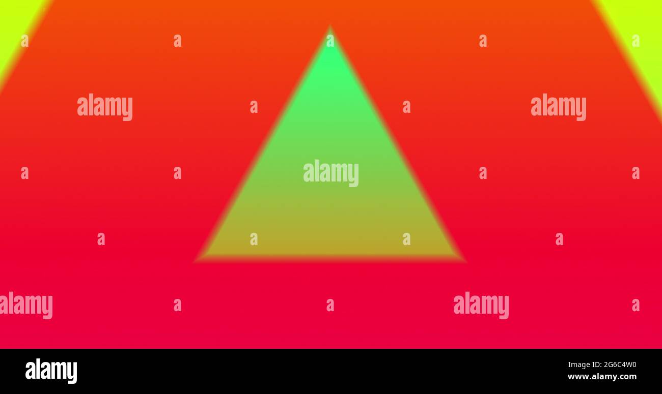 Multiple colorful triangle shapes moving against black background Stock ...