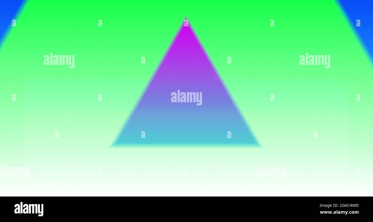 Multiple colorful triangle shapes moving against black background Stock ...