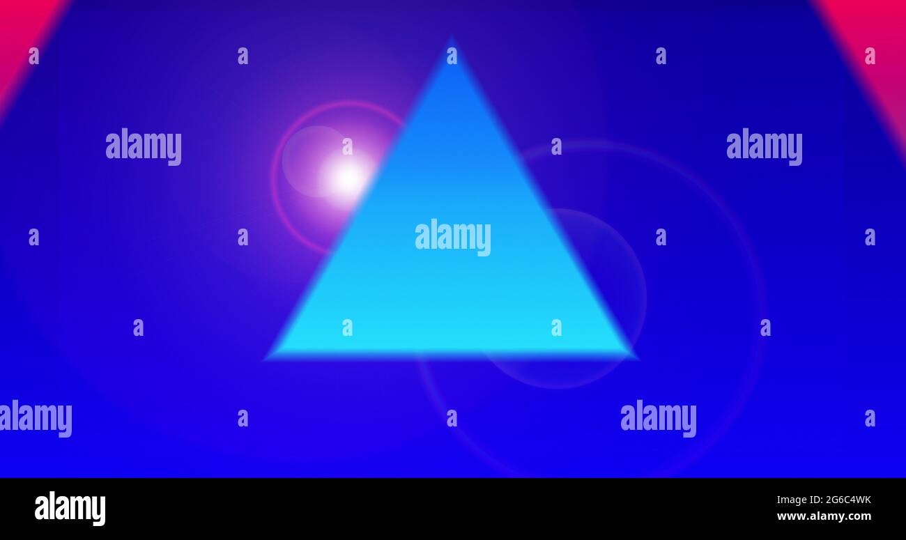 Multiple colorful triangle shapes moving against black background Stock ...